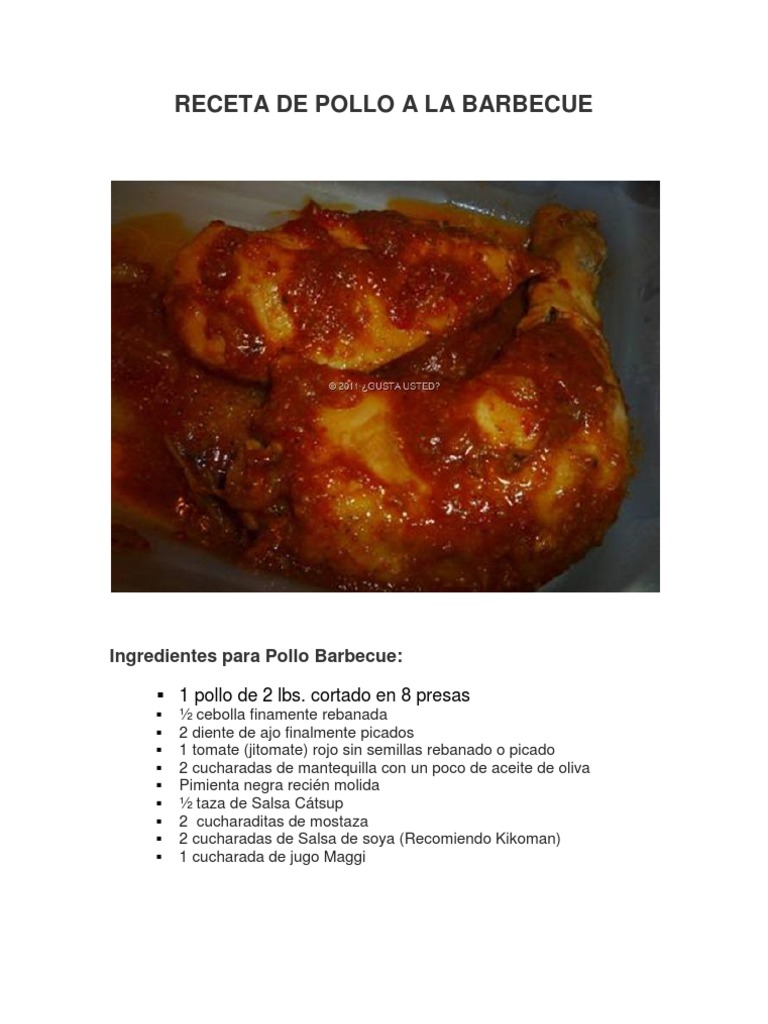 Receta de Pollo a la Barbacoa | PDF
