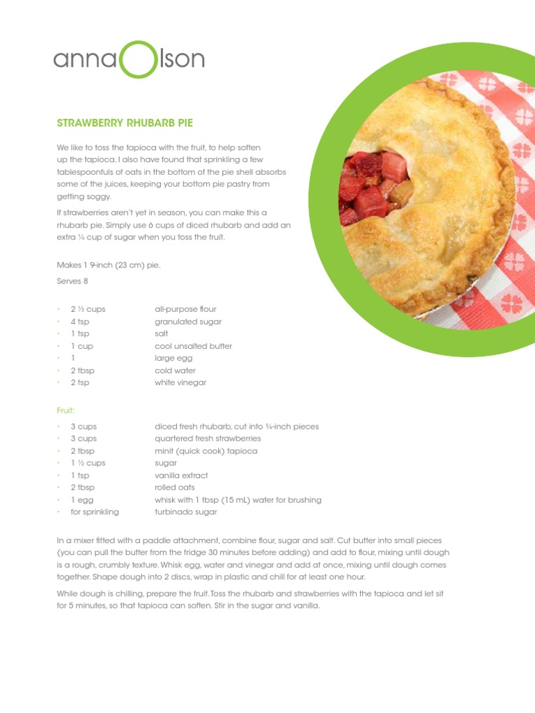 Anna Olson - Strawberry Rhubarb Pie | PDF | Baking | Butter