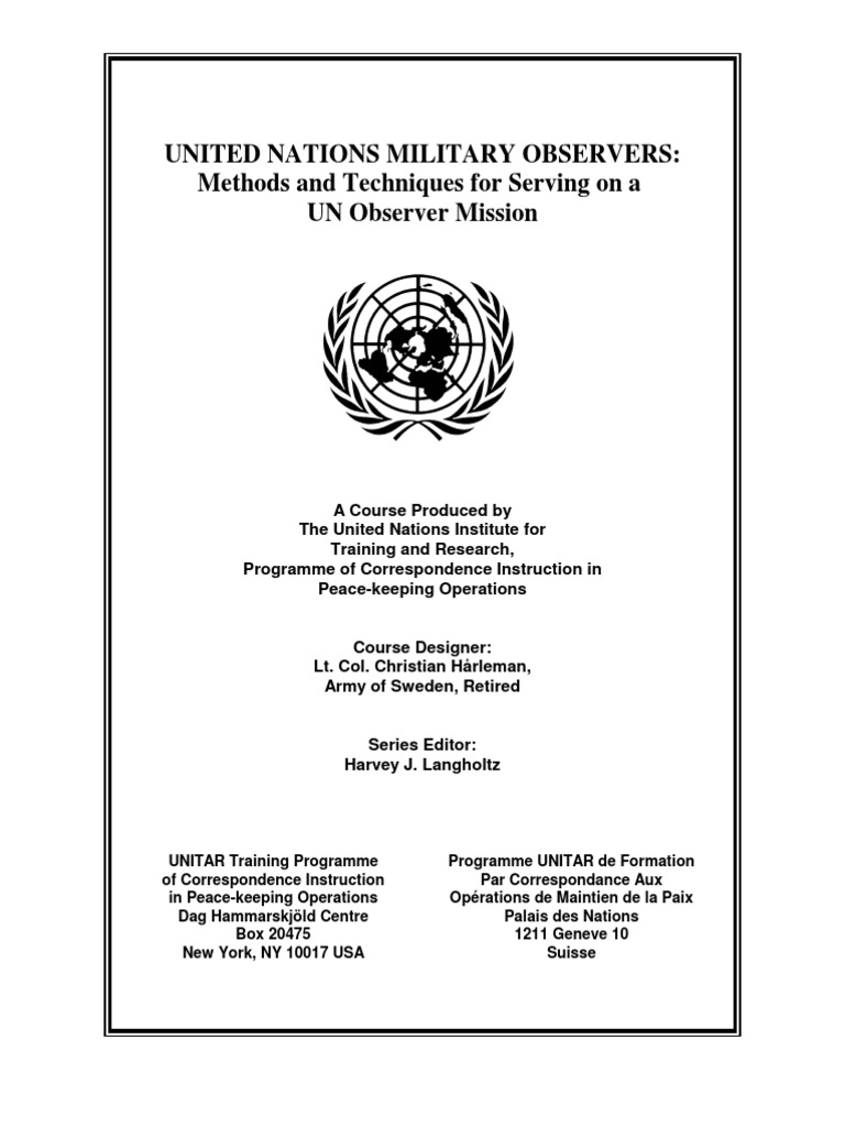 United Nations Military Observers - 040109 | PDF | Peacekeeping ...