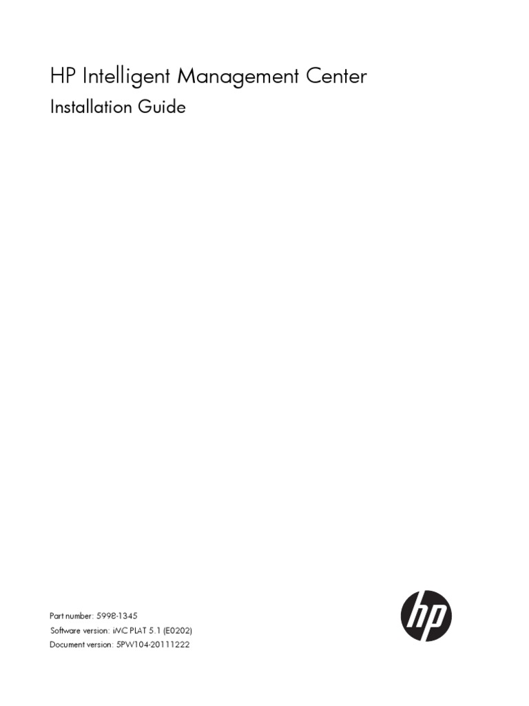HP Intelligent Management Center Installation Guide (IMC PLAT 5.1 ...