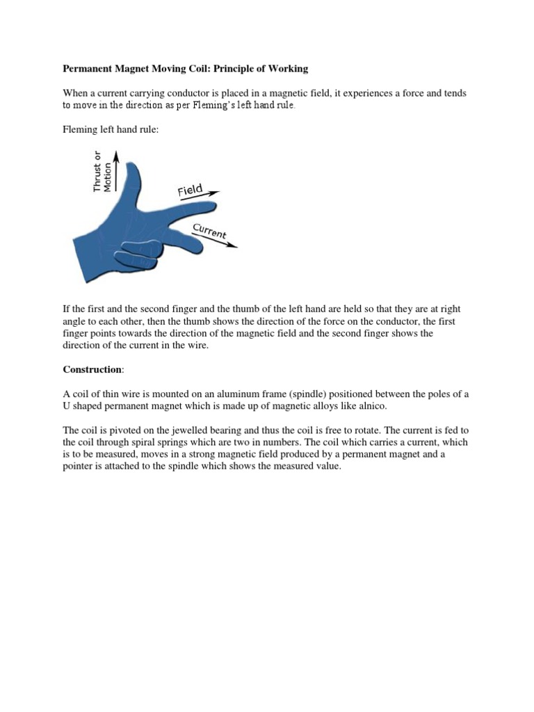Permanent Magnet Moving Coil: Principle of Working | PDF ...
