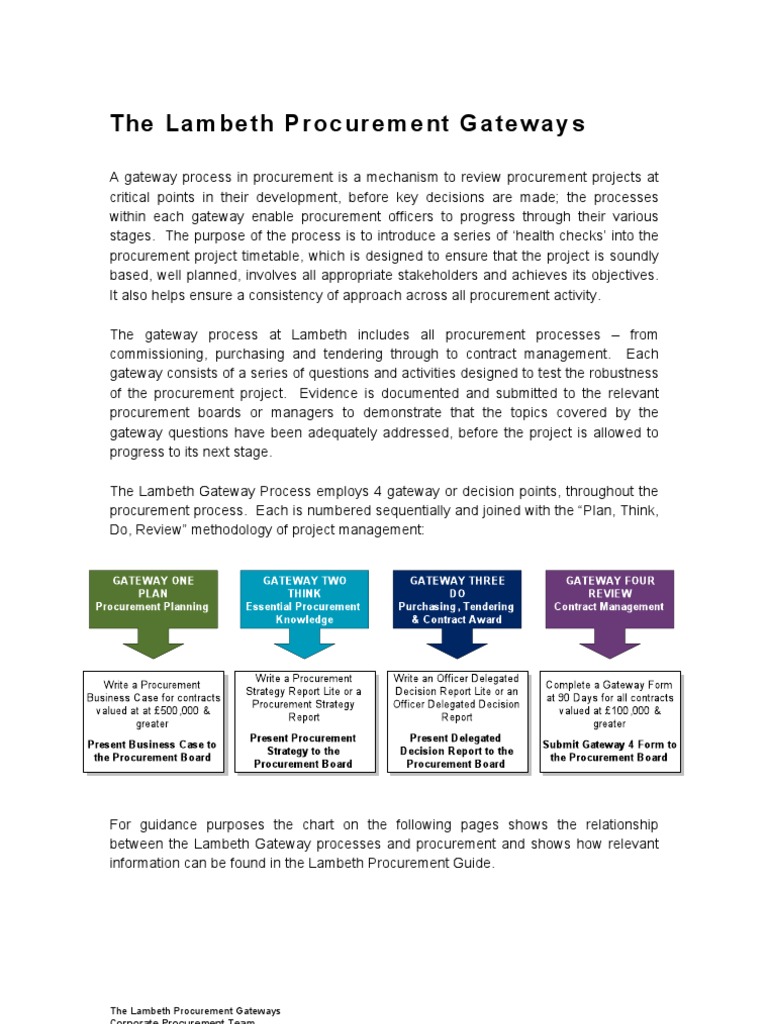 Lambeth Procurement Gateway Process | PDF | Procurement | Business