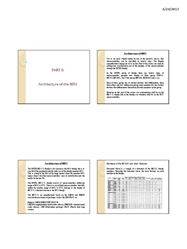 Overview of 8051 | PDF | Microcontroller | Random Access Memory