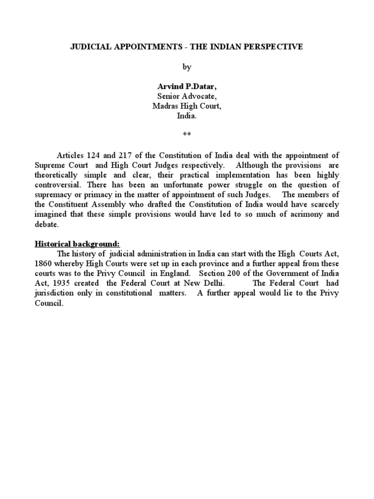 Judicial Appointments in India Explained | PDF | Supreme Court Of India ...