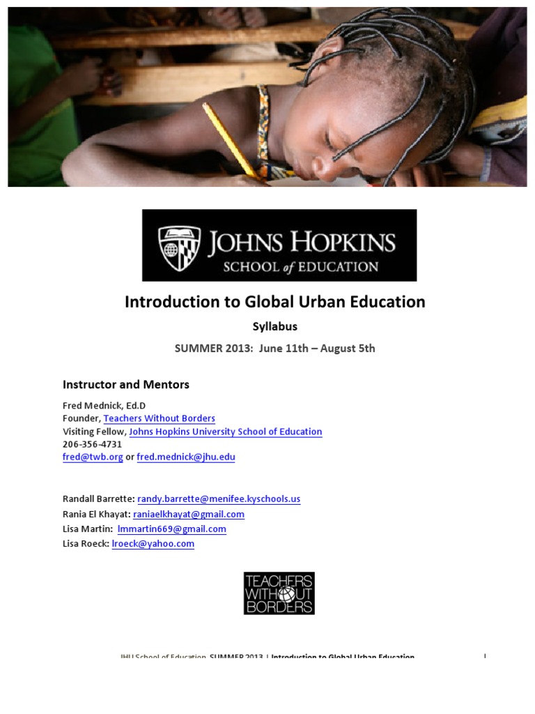 Introduction To Global Urban Education Syllabus | PDF | Programme For ...