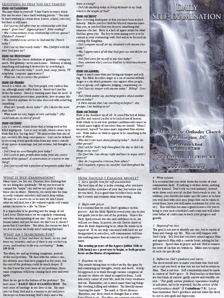 Daily Self Evaluation | PDF | Seven Deadly Sins | Christianity