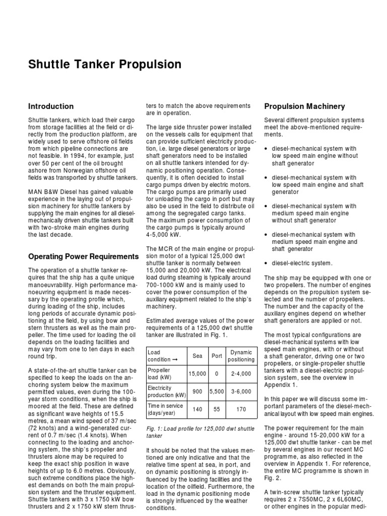 Shuttle Tanker Propulsion 19993762 | PDF | Marine Propulsion | Engines