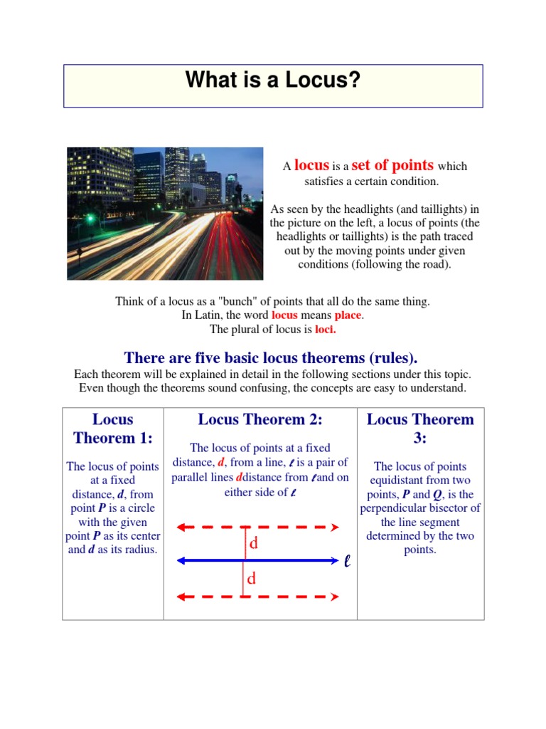 What Is A Locus?: Locus Set of Points | PDF | Teaching Methods & Materials