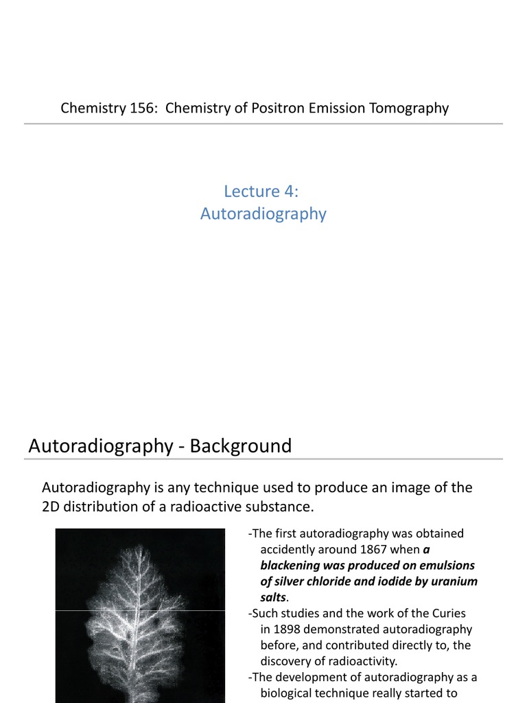 Autoradiography Techniques in PET Imaging | PDF | Positron Emission ...