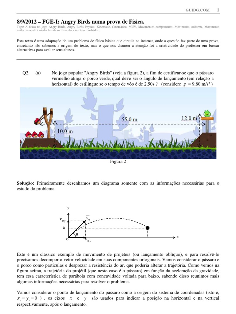 Angry Birds Physics | PDF | Velocidade | Força