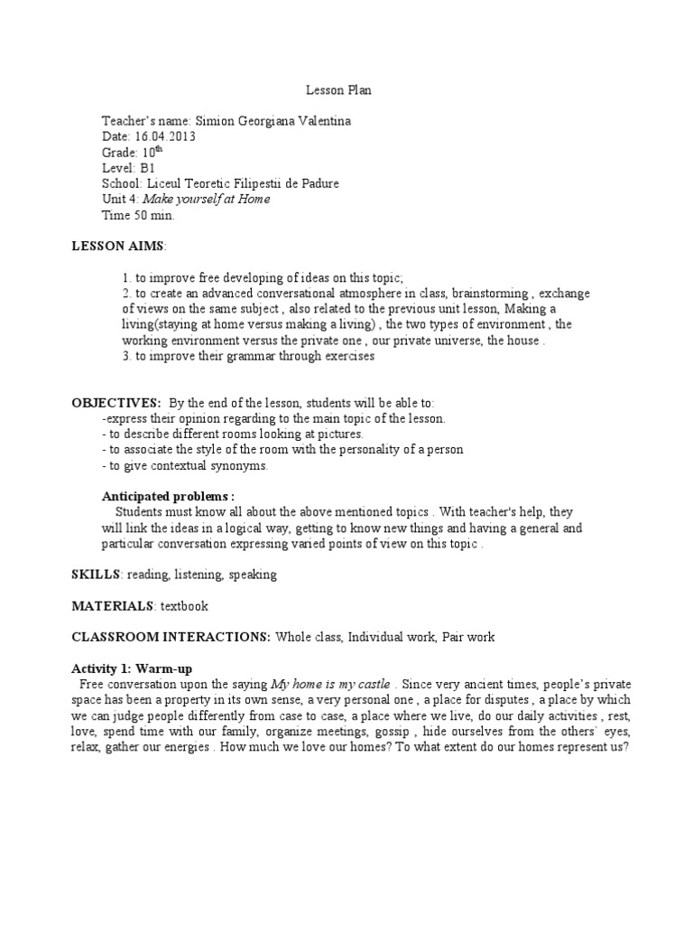 Lesson Plan | PDF | Idiom | Lesson Plan