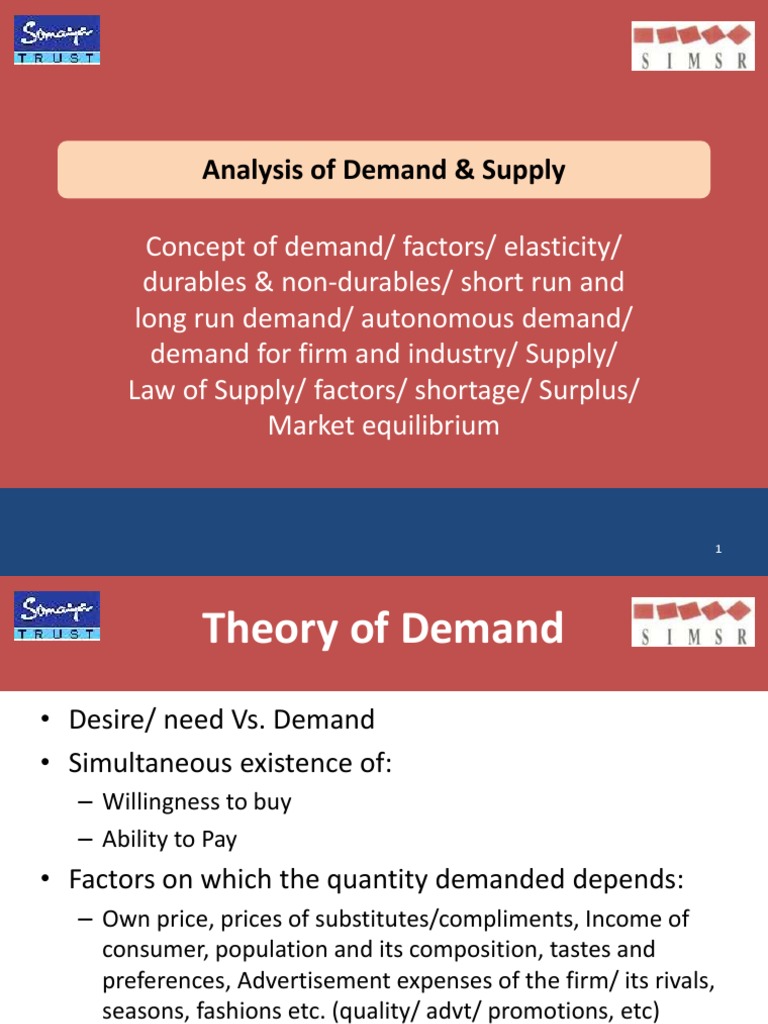 Demand Analysis Supply Economics Demand