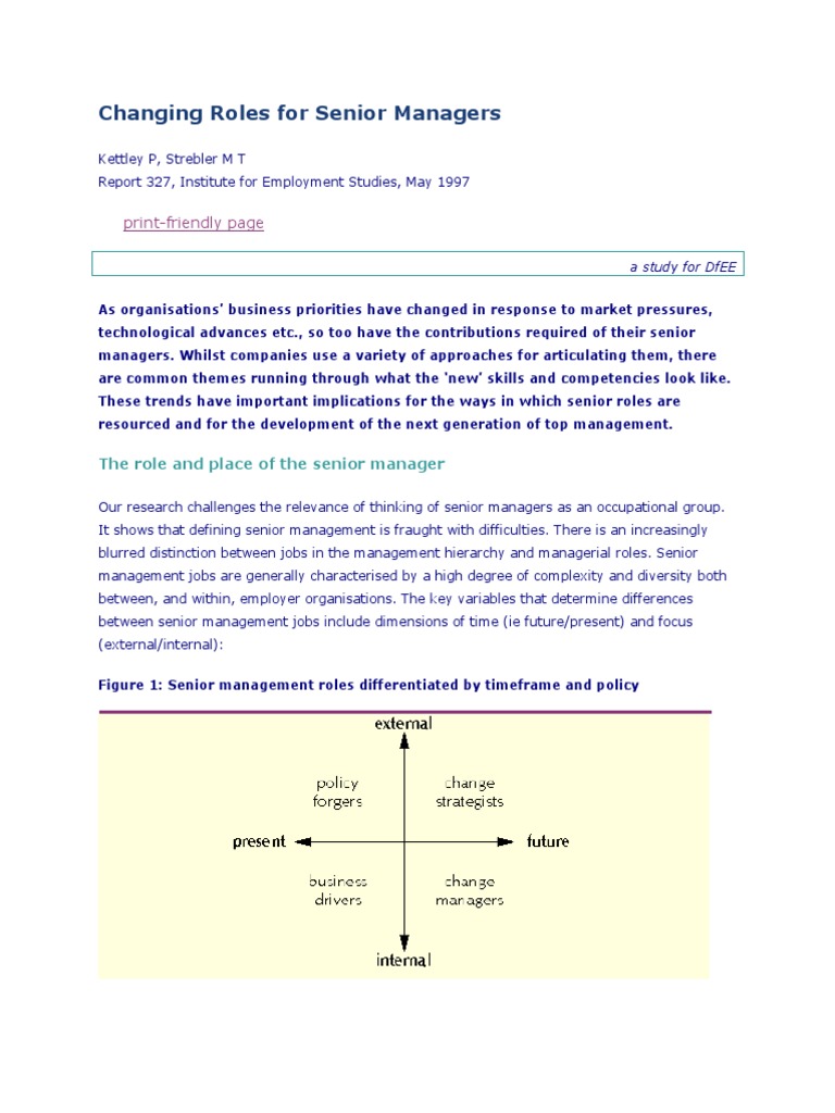 Evolving Roles of Senior Managers | PDF | Strategic Management ...