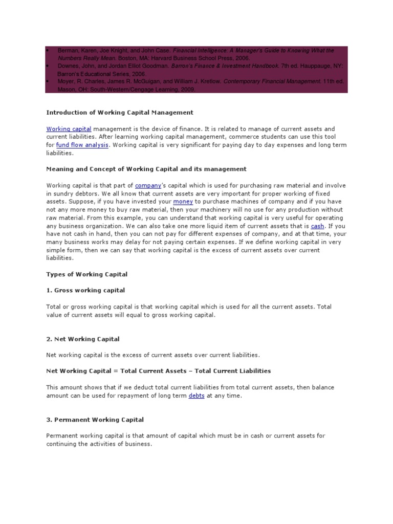 Berman | PDF | Working Capital | Capital (Economics)