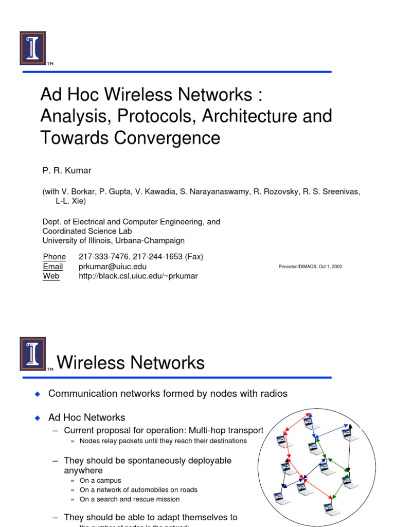 Ad Hoc Wireless Networks: Analysis, Protocols, Architecture and Towards ...