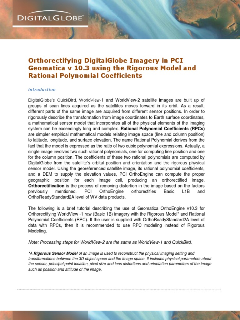 Orthorectifying DigitalGlobe Imagery in OrthoEngine Using The Rigorous ...