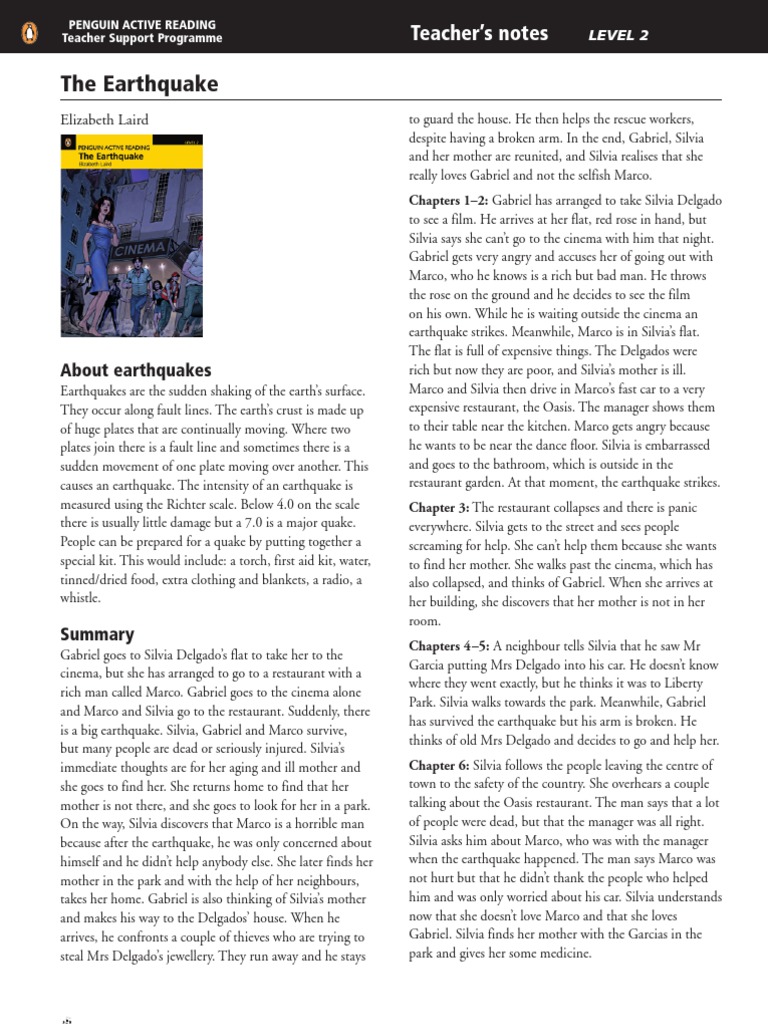 The Earthquake: Teacher's Notes | PDF | Earthquakes | Plate Tectonics