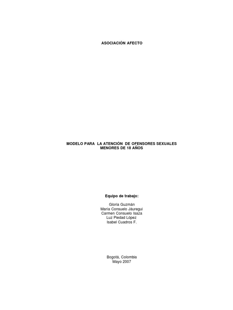 Tratamiento Para Agresores Sexuales Pdf Juventud Psicoterapia