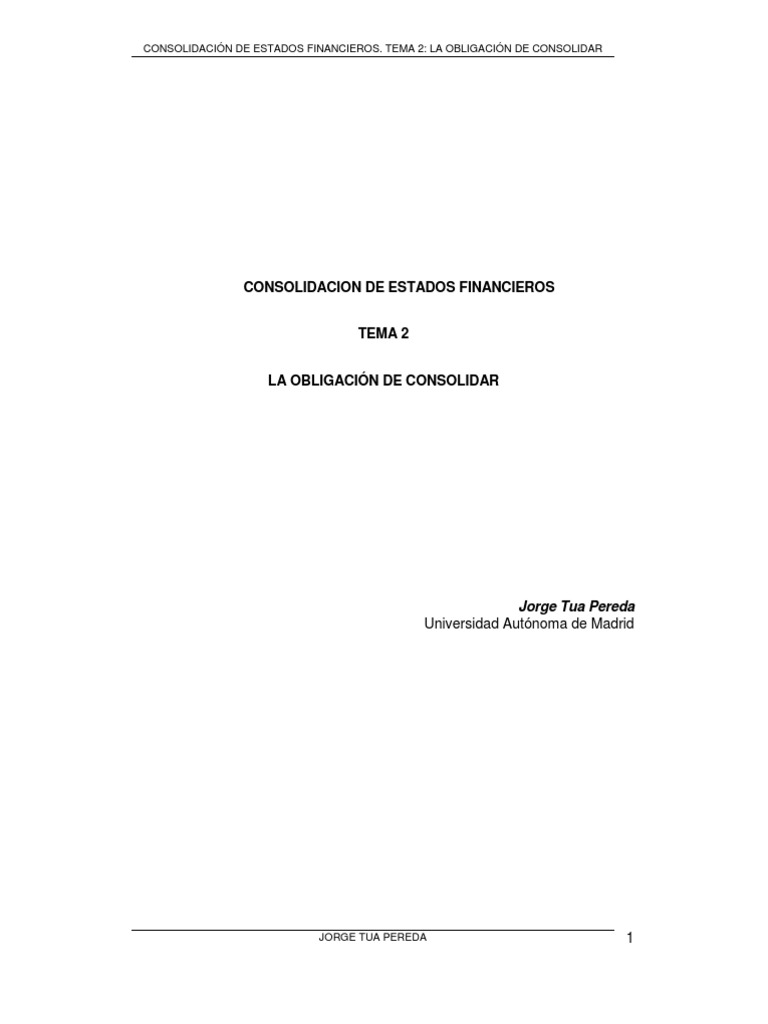 Tema2 - Obligacion Consolidar | PDF | Consolidación (Negocios) | Contabilidad