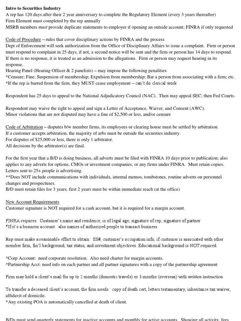 Series 7 Notes | PDF