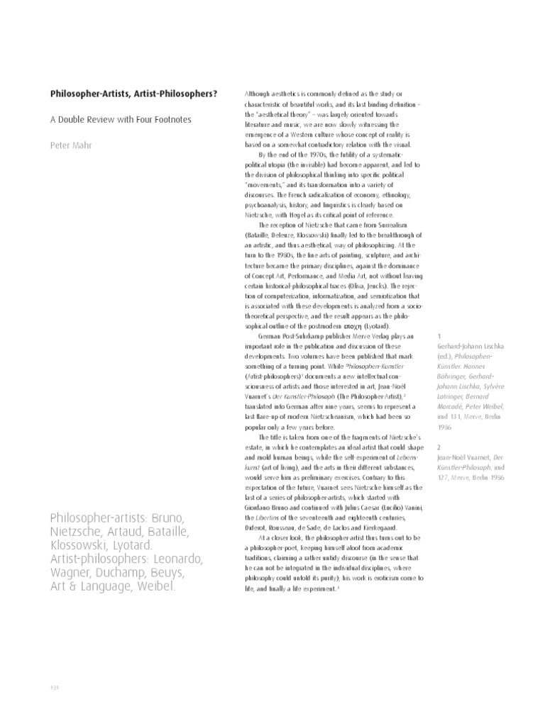 Philosopher-Artists Explored | PDF | Aesthetics | Art History