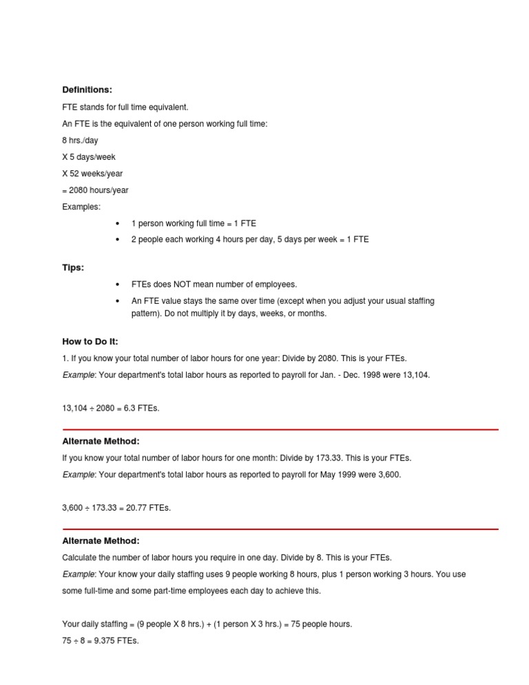 Calculate FTEs: Methods & Examples | PDF