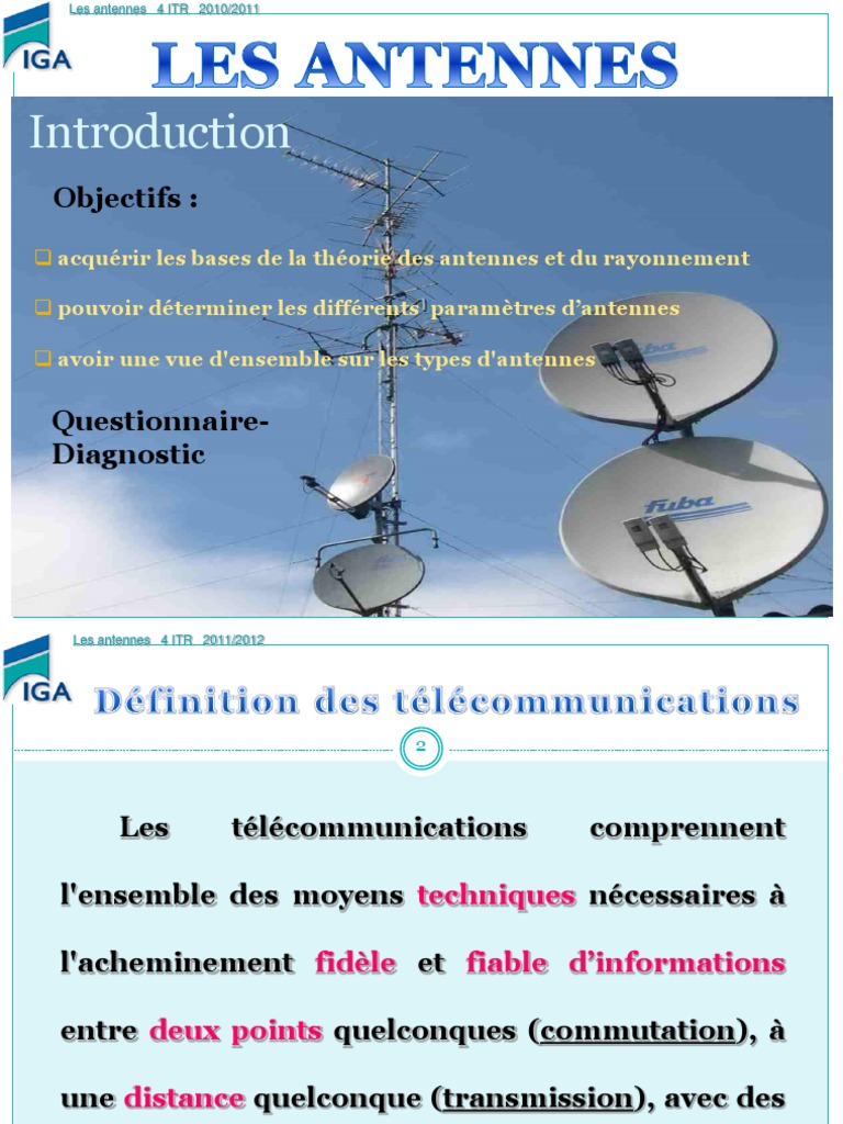 Les antennes PARTIE ENVOYEE.pptx [Réparé] | PDF | Antenne (Radio) | Sans fil