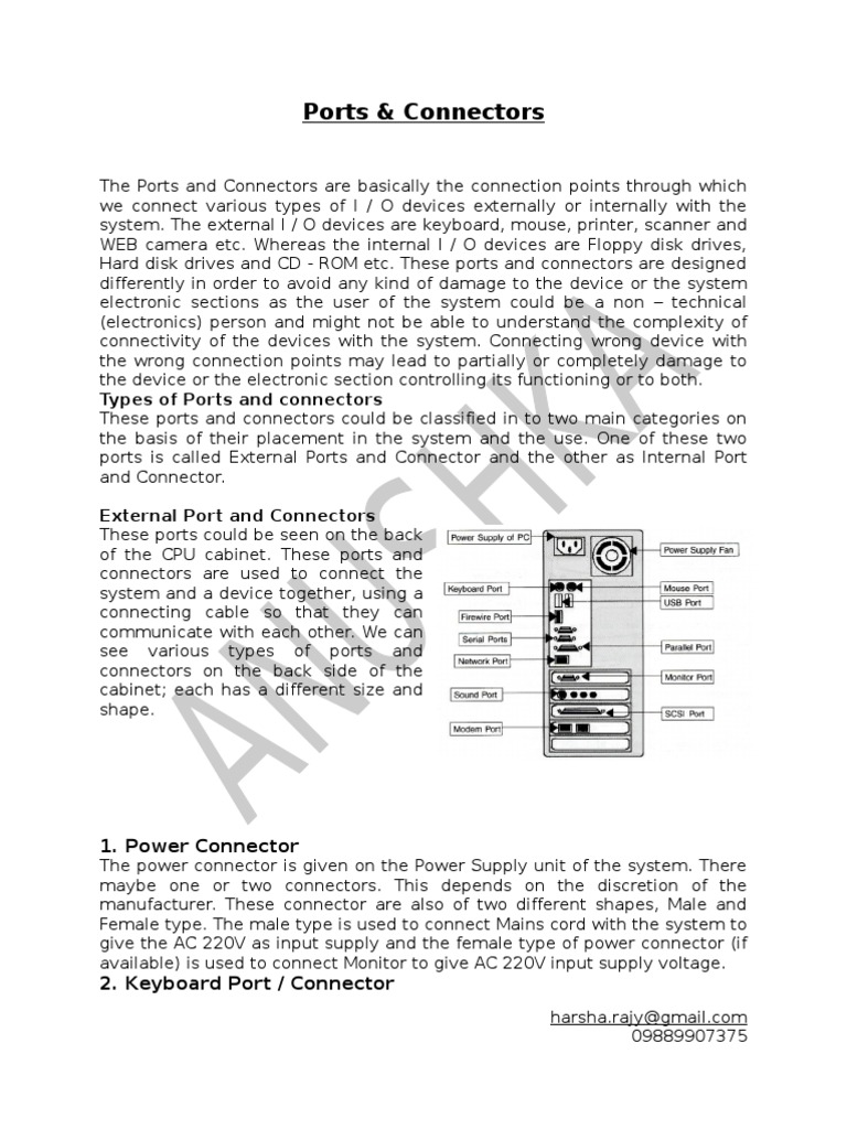 Types of Ports and Connectors | PDF | Usb | Input/Output