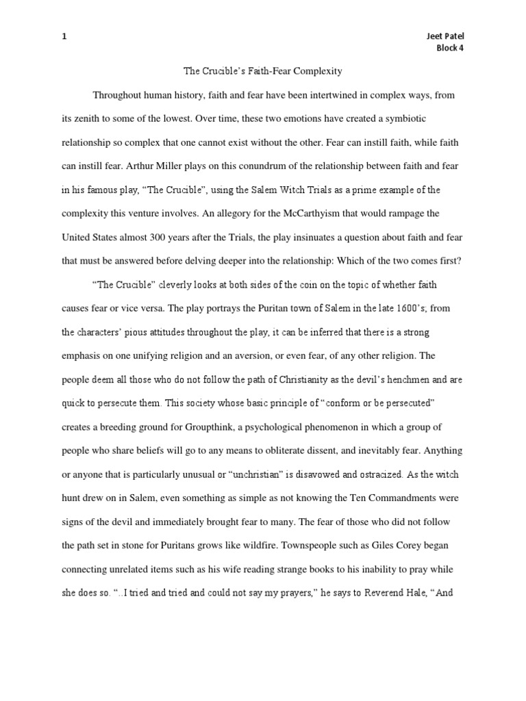 The Crucible Literary Analysis | PDF | Witchcraft | Religion And Belief
