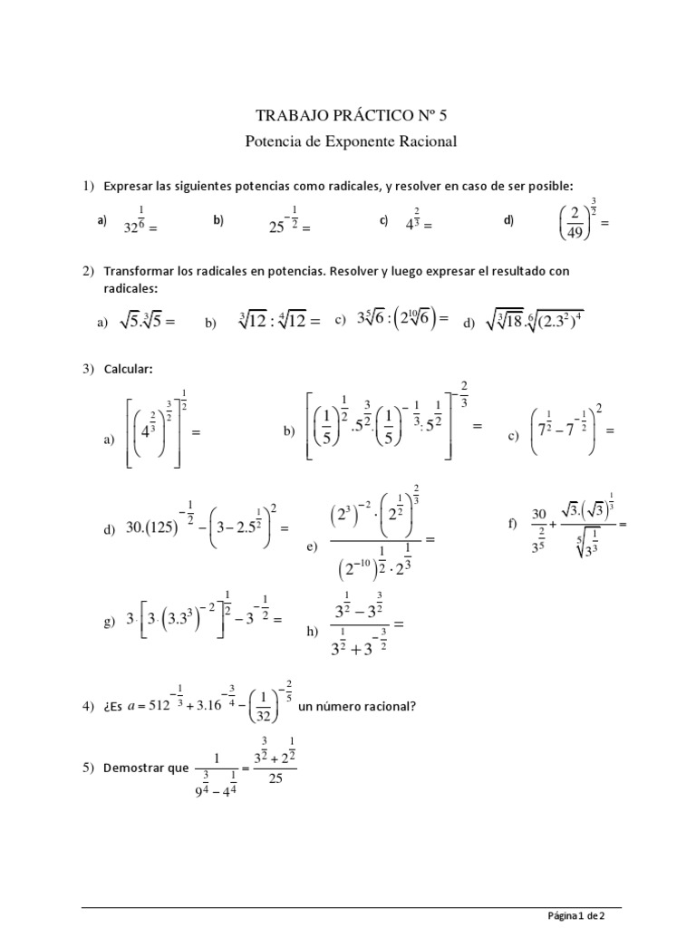 Potencias de Exponente Racional | PDF