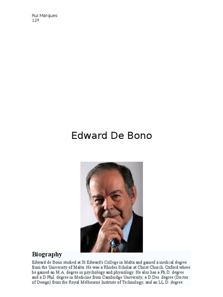 Edward de Bono: Biography | PDF