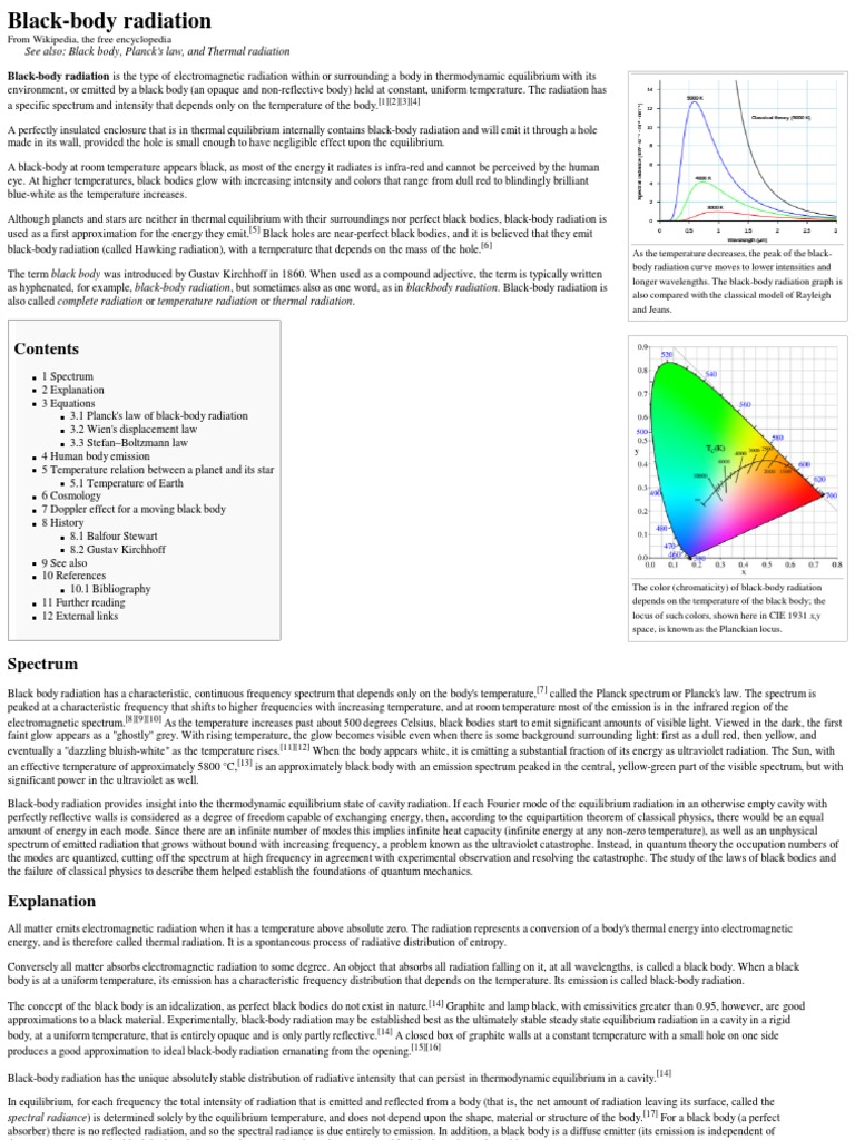 Black-Body Radiation - Wikipedia, The Free Encyclopedia | PDF ...