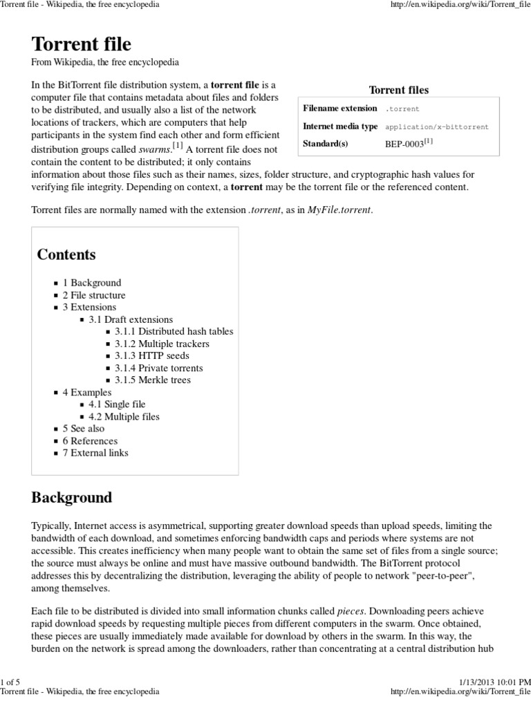 Torrent File - Wikipedia, The Free Encyclopedia | PDF | Distributed ...