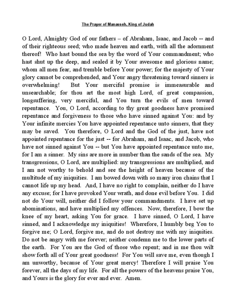 The Prayer of Manasseh | PDF