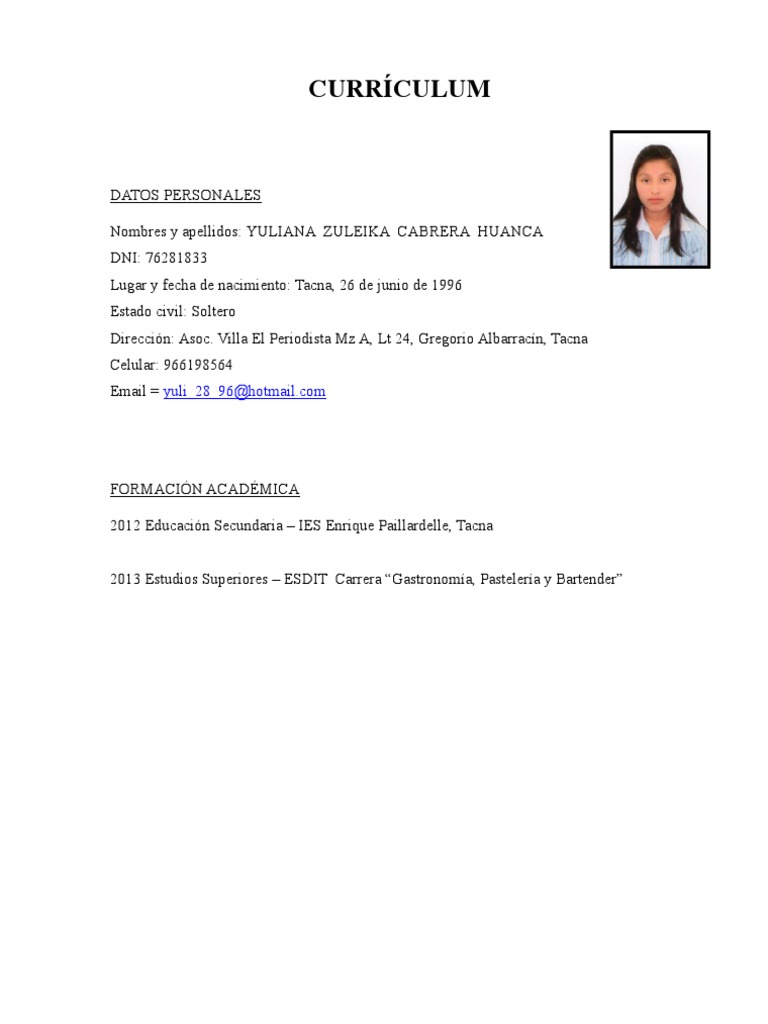 Curriculum Vitae Yuli | PDF