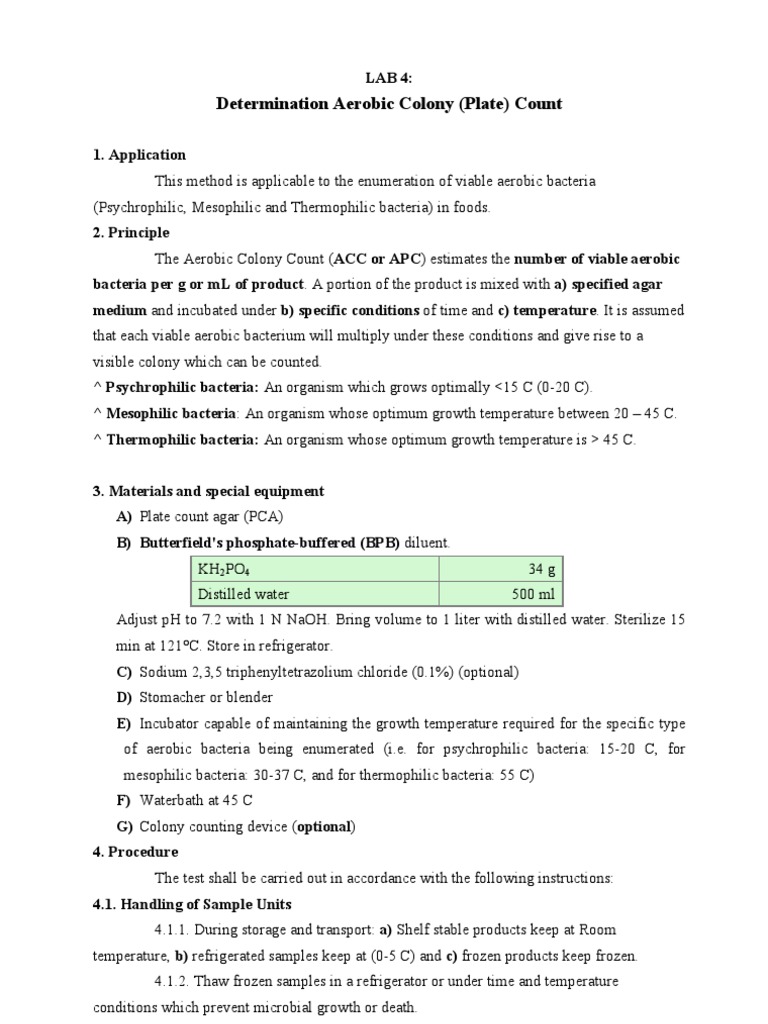 2223Food Biology Lab4 Aerobic Plate Count | Colony Forming Unit ...