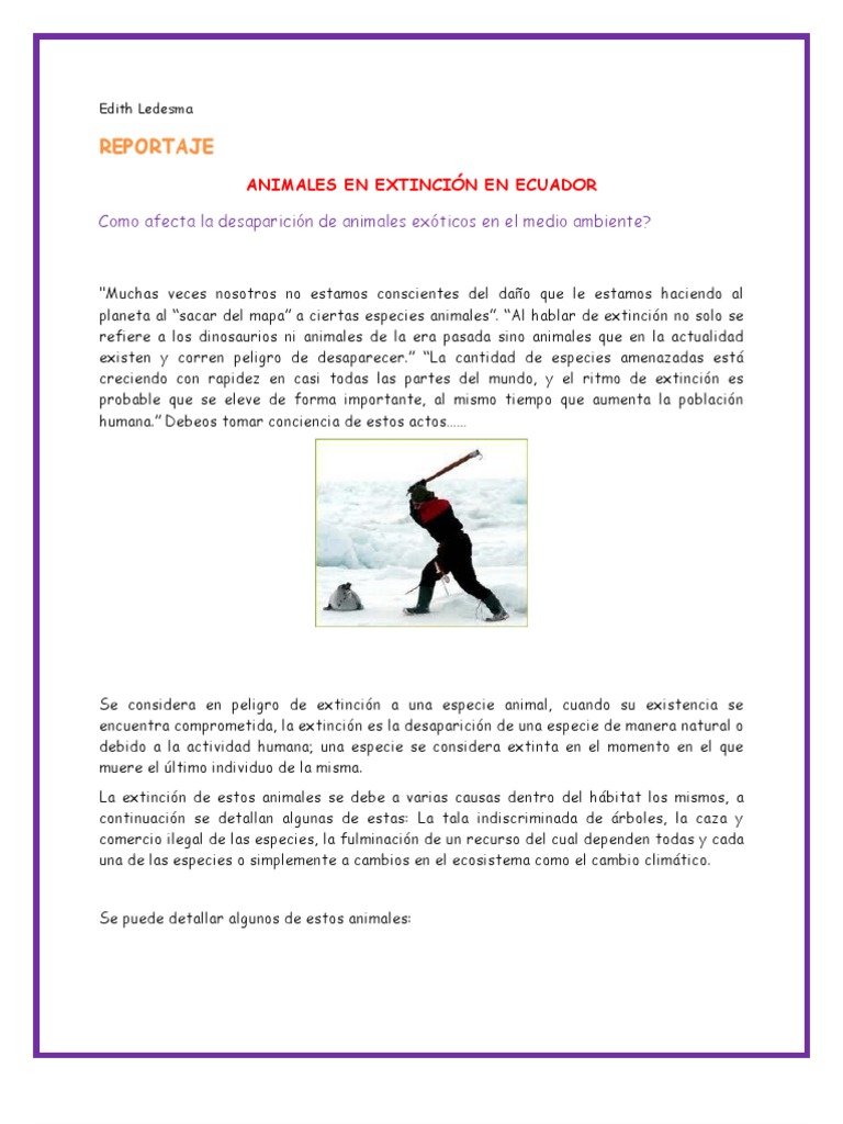 Reportaje Animales | PDF | Extinción | Conservación