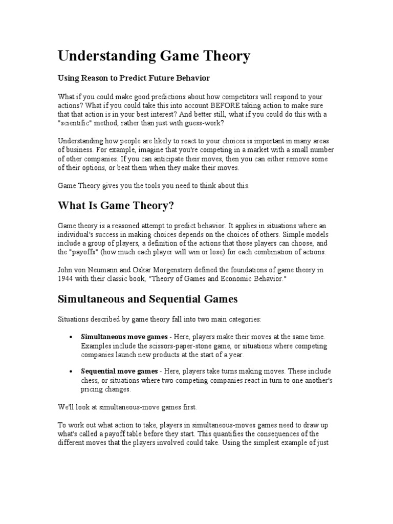 Understanding Game Theory | PDF | Game Theory | Profit (Economics)