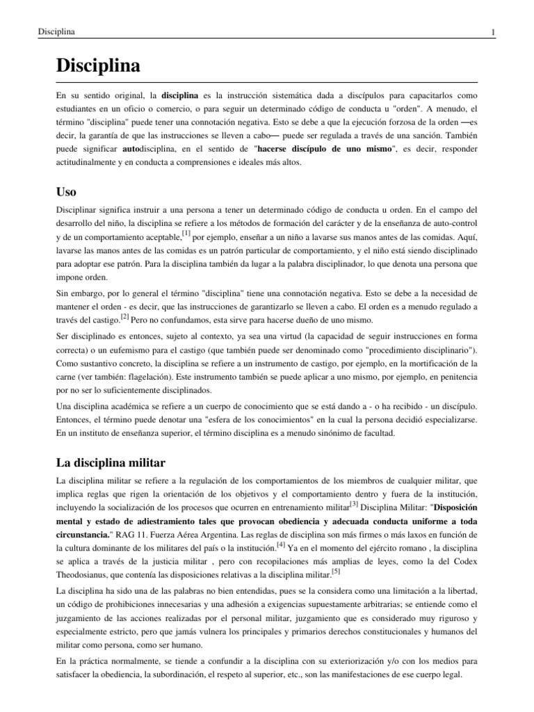 La disciplina: definiciones, tipos y aplicaciones | PDF | Disciplinas ...