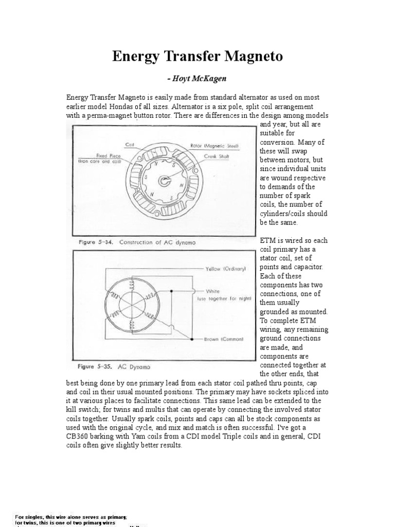 Energy Transfer Magneto: - Hoyt Mckagen | PDF | Inductor | Electric Power