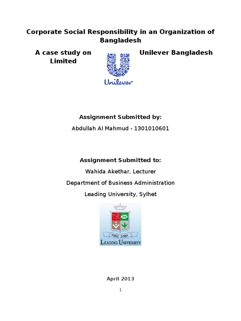 CSR in An MNC in BD, Unilever | PDF | Corporate Social Responsibility ...