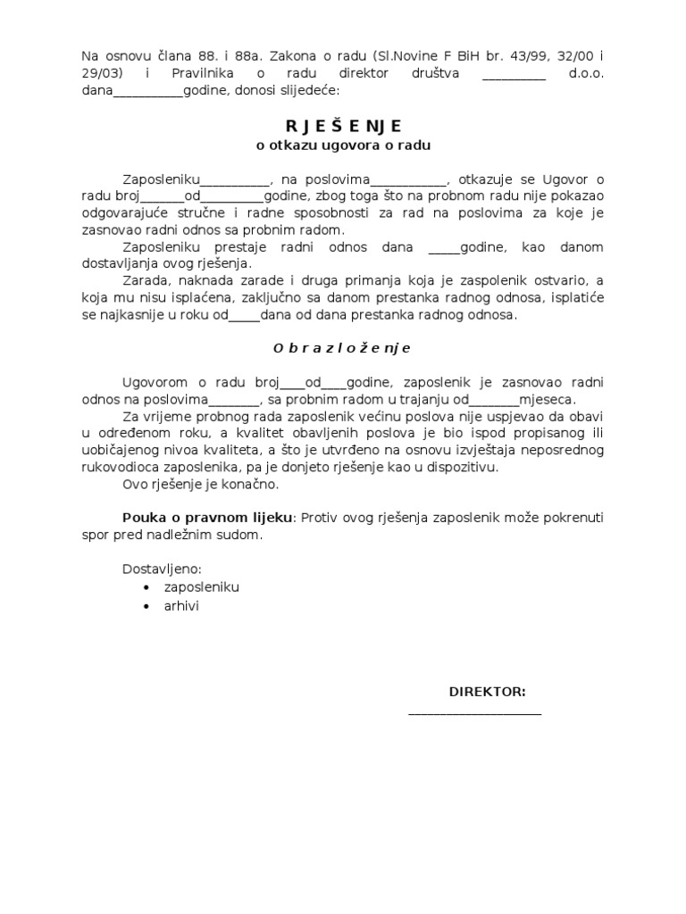 Otkaz ugovora o radu-probni rad.doc