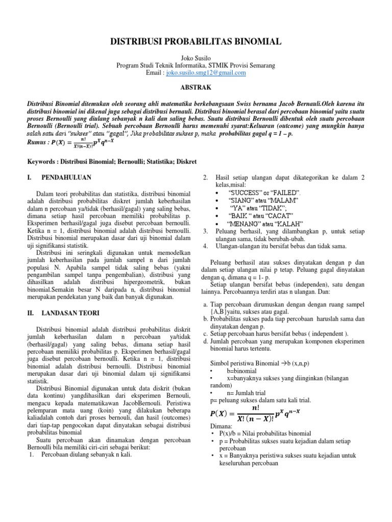 Distribusi Probabilitas Binomial | PDF
