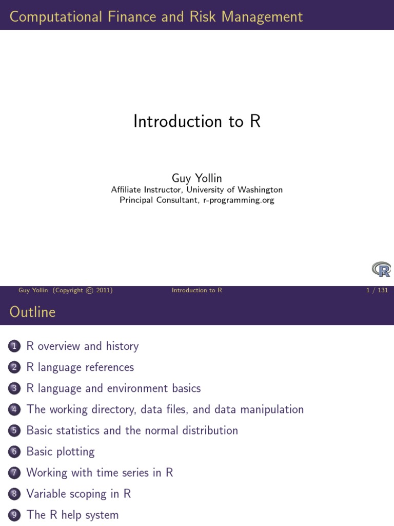 Introduction To R - Guy Yollin - Uni of Washington | PDF | R ...