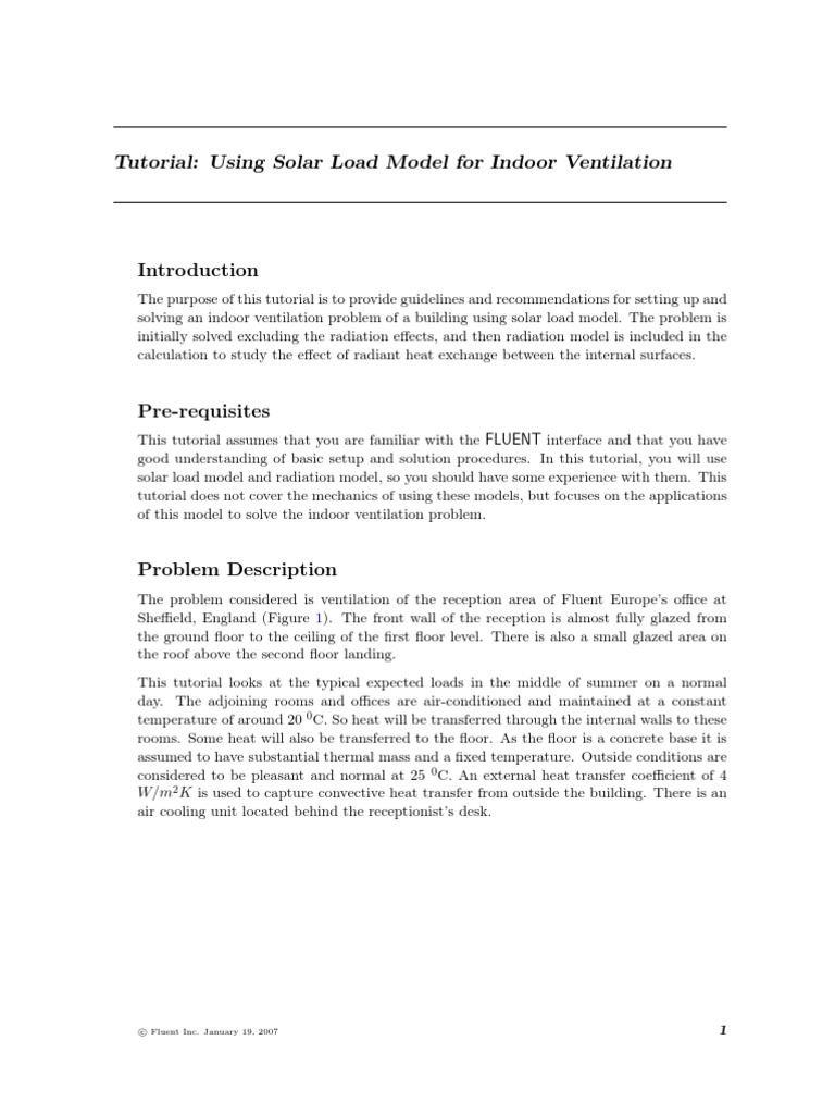 Tutorial Using Solar Load Model For Indoor Ventilation | PDF | Heat ...