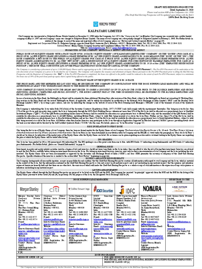 Kalpataru Ltd. | PDF | Stocks | Board Of Directors