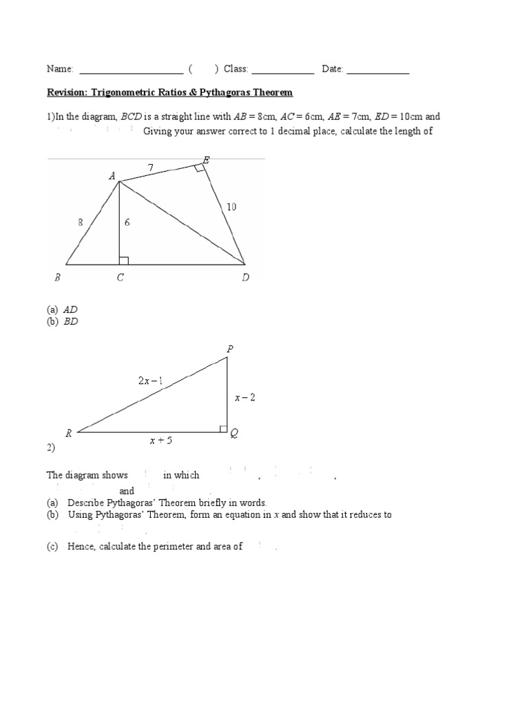 Pythagoras Theorem and Trigonometry Ratios Revision | Triangle ...