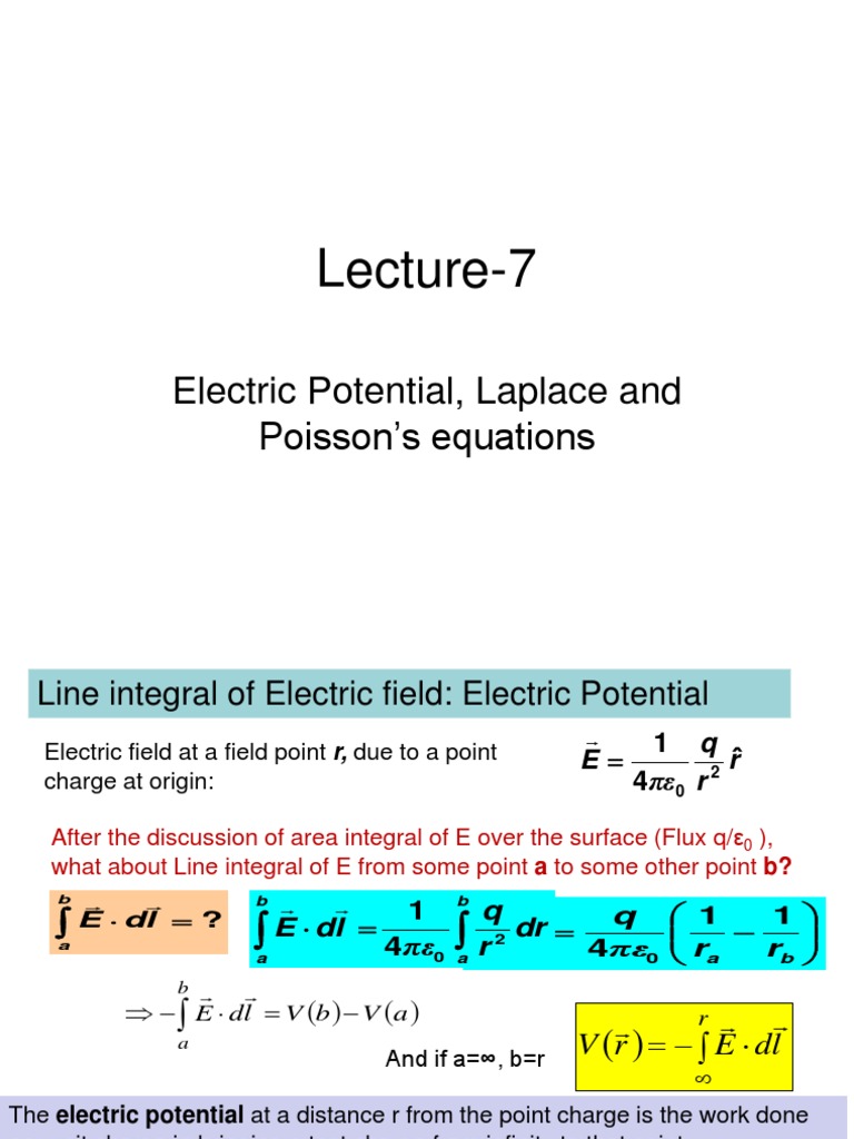 Lecture-7: Electric Potential, Laplace and Poisson's Equations | PDF ...