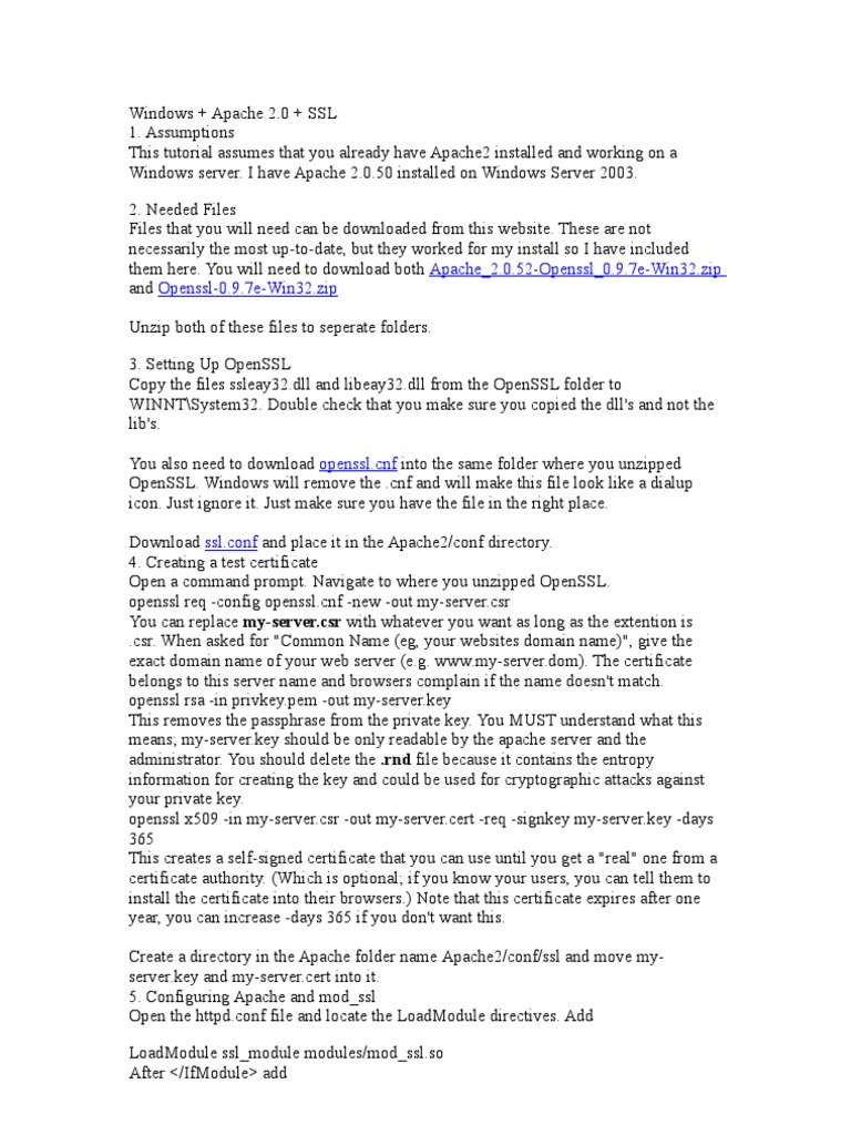 Installing SSL | PDF | Transport Layer Security | Apache Http Server