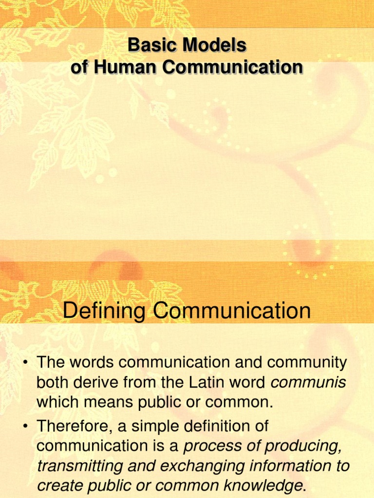 Basic Models of Human Communication | PDF | Interpersonal Communication ...